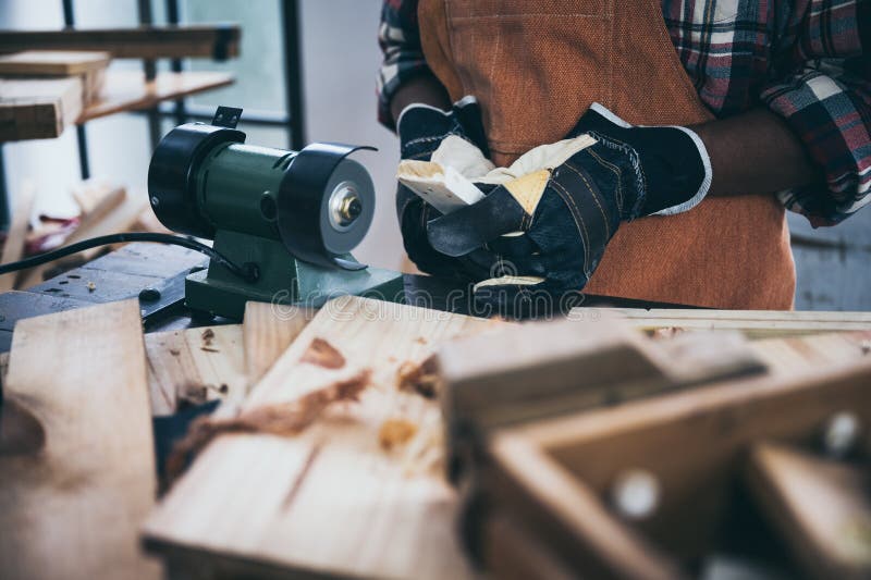 Carpenter Man Working in Carpenter Studio Stock Photo - Image of ...