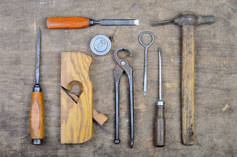 Old Carpenter S Tools For Working With Wood Stock Photo - Image of ...