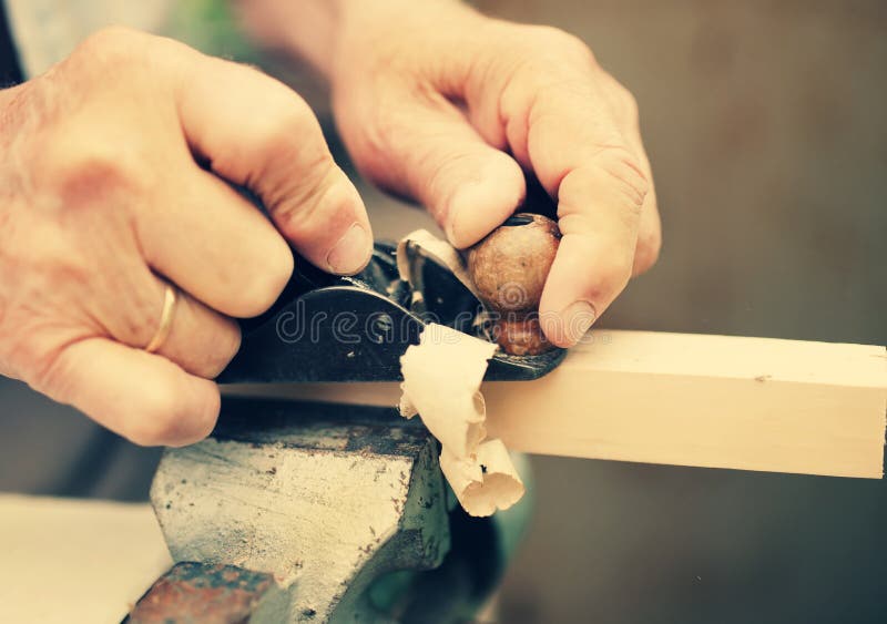 Old Carpenter Working with Wood Stock Image - Image of male, manual ...