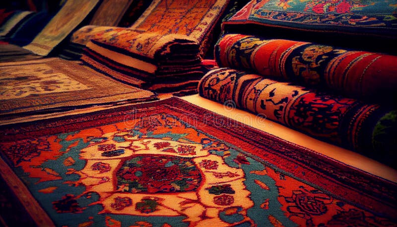 Old Carpet Shop in Eastern Bazaar Stock Illustration - Illustration of ...
