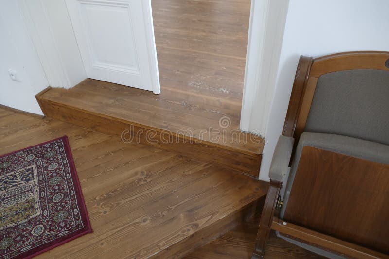Old Carpet on a Wooden Floor by the Door Stock Image - Image of ...