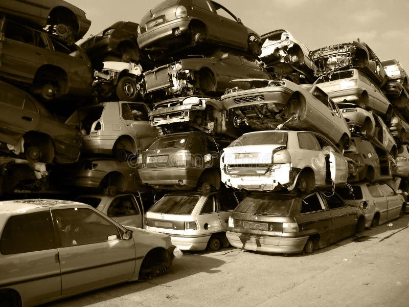 Old cars on a dump stock image. Image of machine, destruction - 17032435