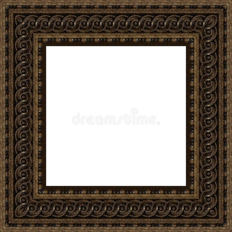 Old Carved Wooden Frame with Geometric and Circular Decorations Shape ...