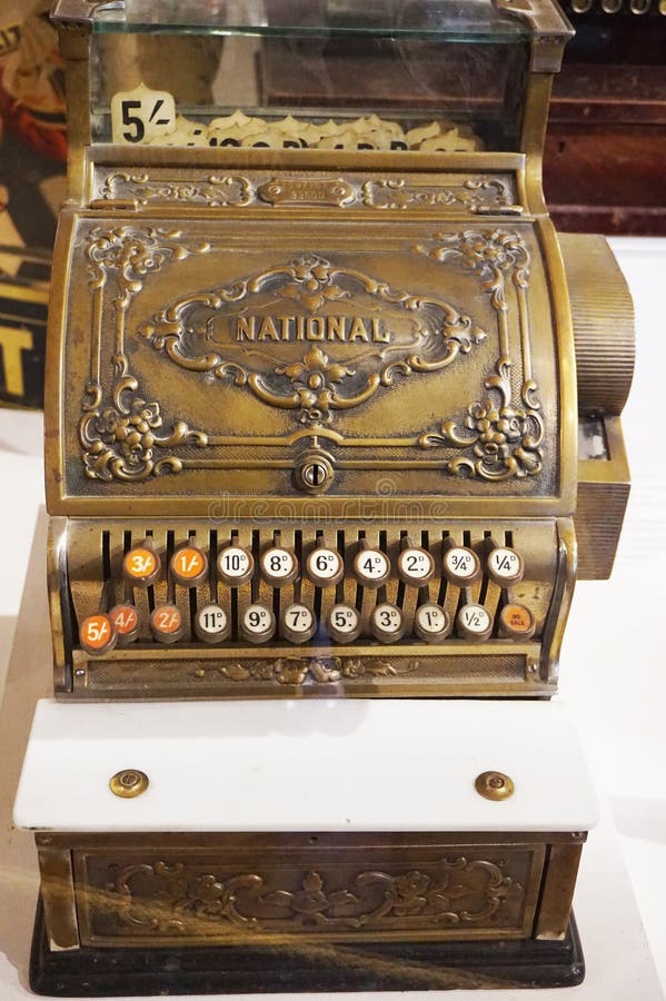 Old cash box machine stock image. Image of shop, calculator - 129827105