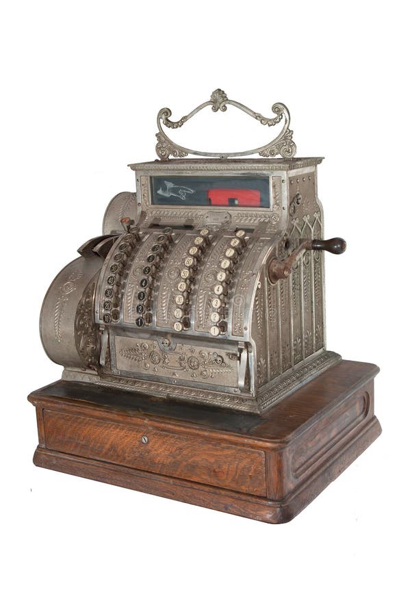 Antique Cash Register, Isolated Stock Image - Image of dollars, antique ...