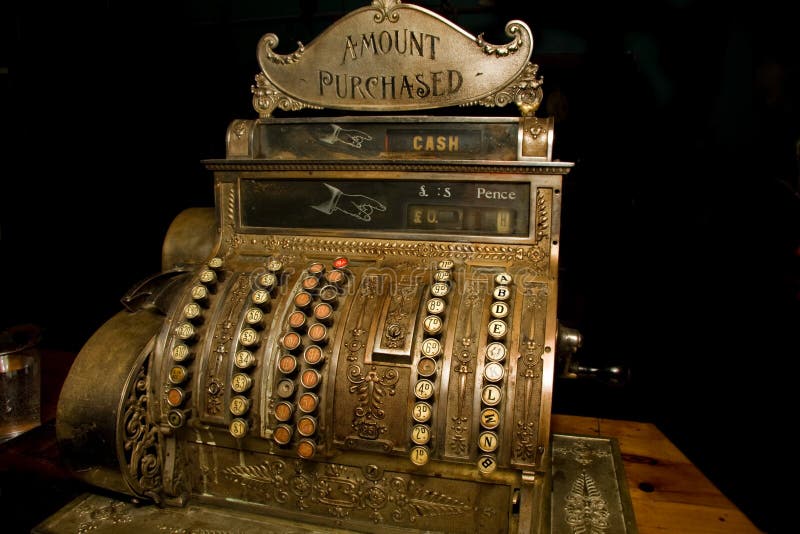 Antique cash register stock image. Image of front, business - 3799761