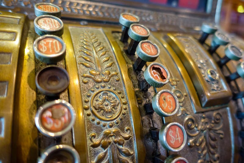 Old cash register stock photo. Image of lighted, damage - 84483842