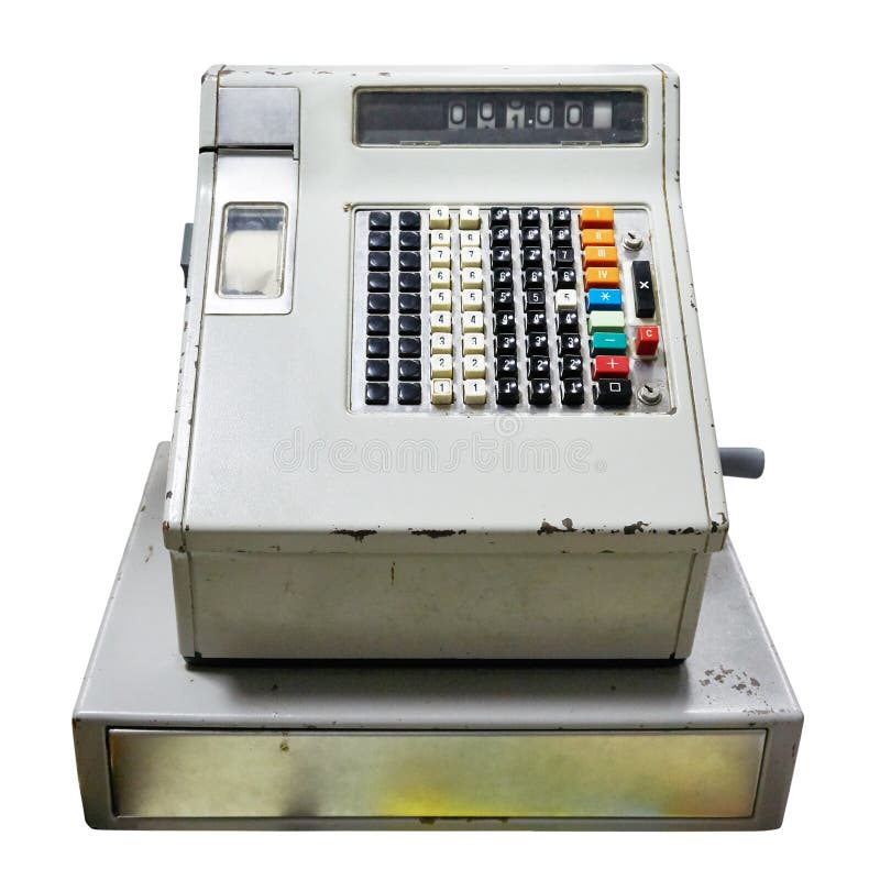 Old cash register isolated stock photo. Image of wealth - 148454412