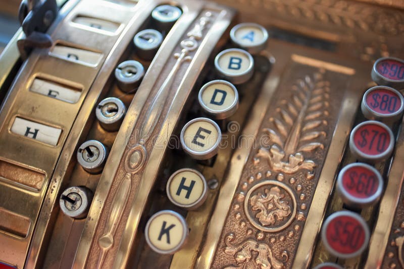 Old cash register machine stock photo. Image of antique - 208368016