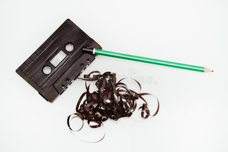 Old Cassette Vintage Audio Tape Pencil And Note Remembering Old