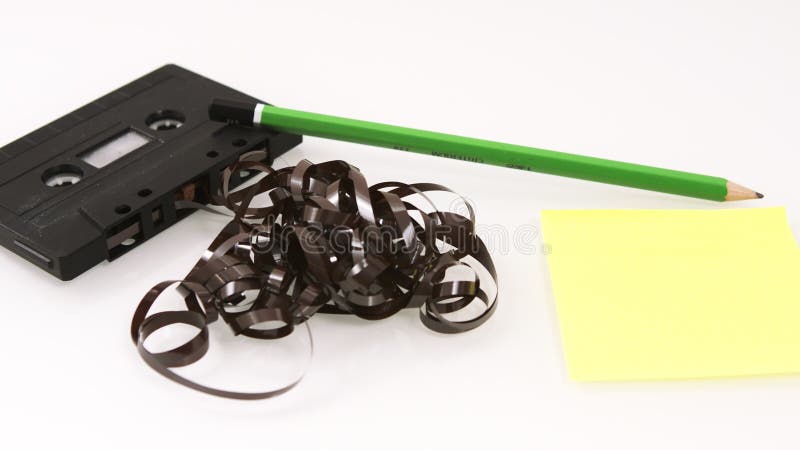 Old Cassette, Vintage Audio Tape Pencil and Note. Remembering Old ...