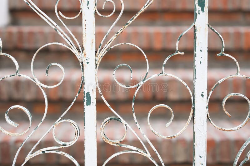 Old Cast Metal Wrought Fence with Rust. Stock Image - Image of property ...