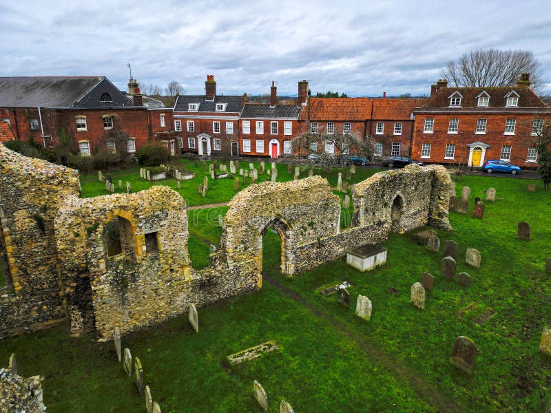 An Old Castle and an Ancient Graveyard on the Grass Surrounded by ...