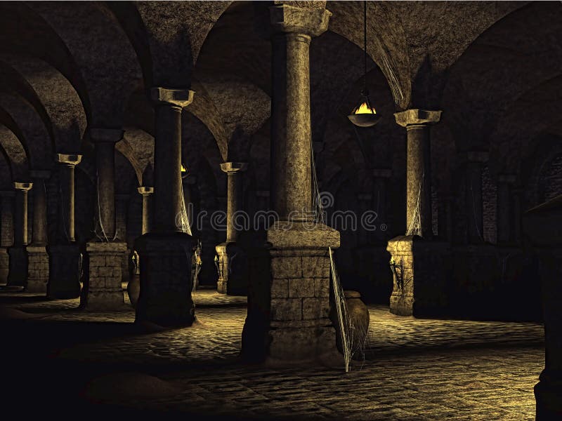 Old castle cellar stock illustration. Illustration of fire - 34415033