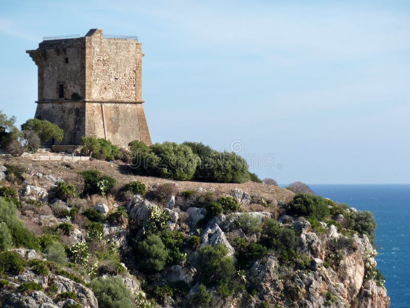 Old castle on the cliff stock image. Image of mediterranean - 18118615