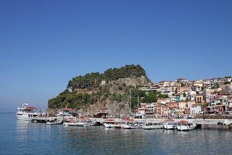Old Castle and Colorful Buildings Parga Stock Photo - Image of ionian ...