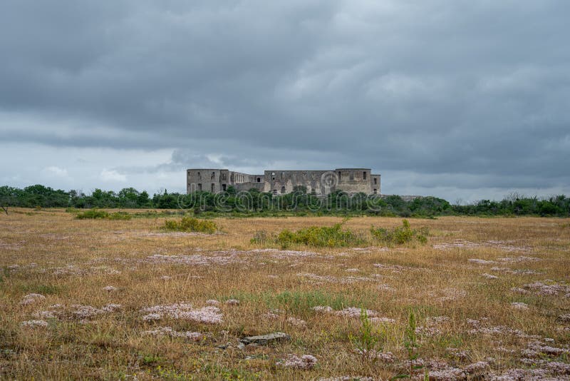 An Old Castle with a Dramatic Sky in the Background Stock Image - Image ...