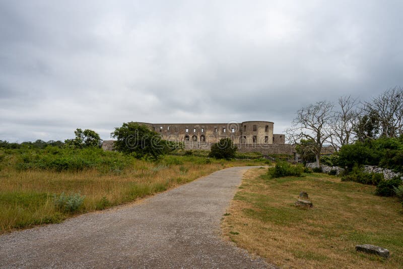 An Old Castle with a Dramatic Sky in the Background Stock Image - Image ...