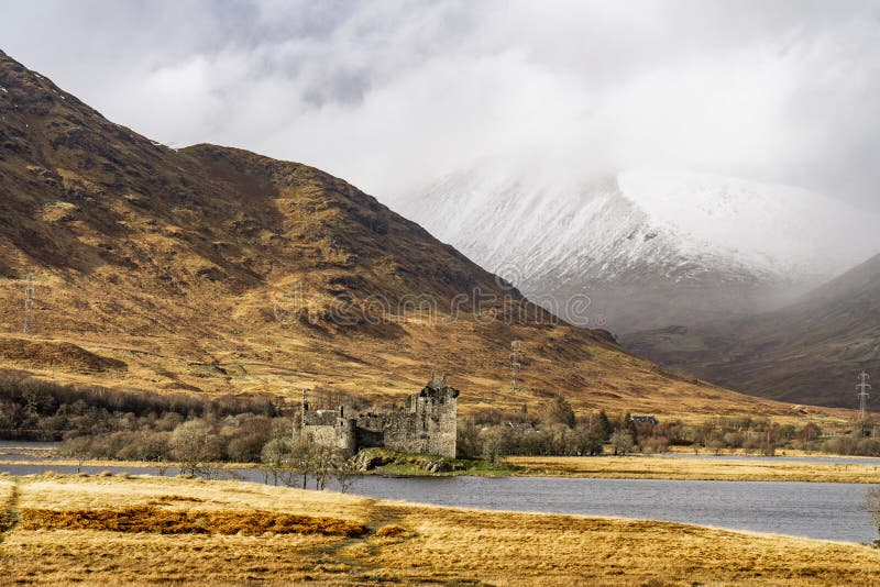 Old Castle at the Edge of Lake in Mountains Stock Photo - Image of ...