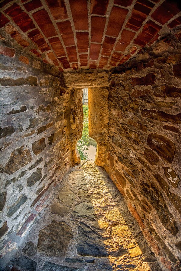 Old castle embrasure stock image. Image of fortified - 49425451
