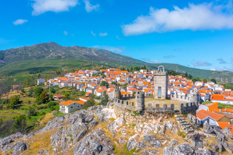 Old Castle in Folgosinho, Portugal Stock Photo - Image of clock ...