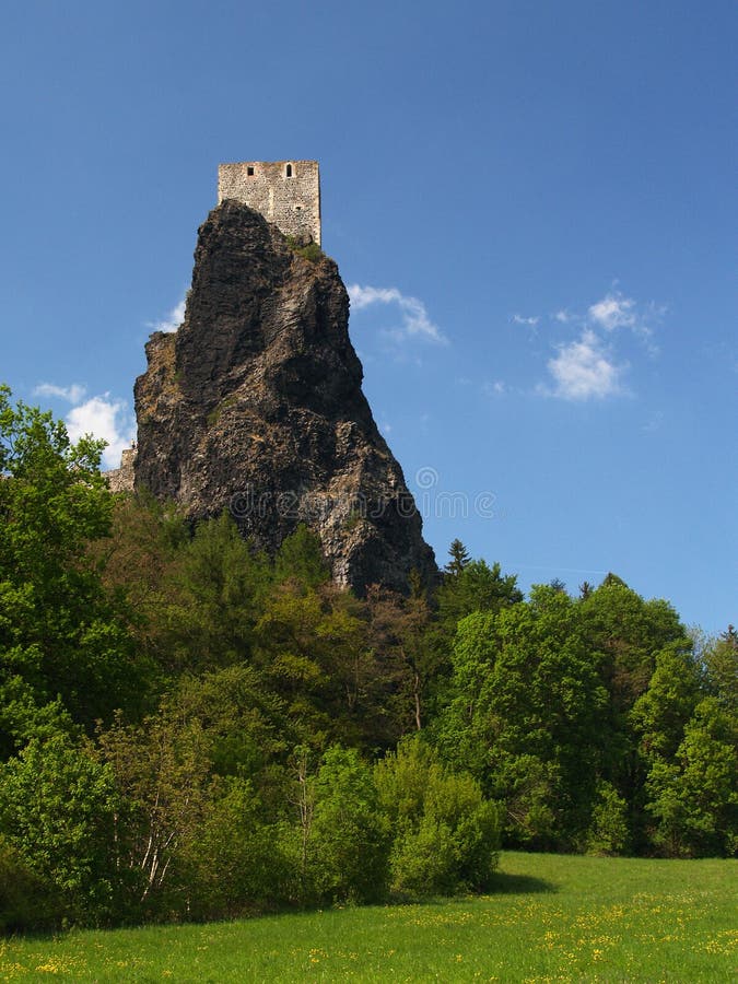 Old castle on high cliff stock image. Image of czech - 12689775