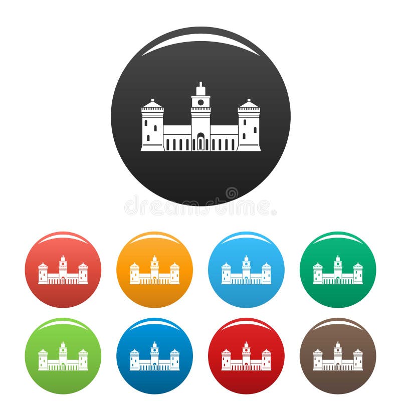 Old castle icons set color stock vector. Illustration of castle - 136931993