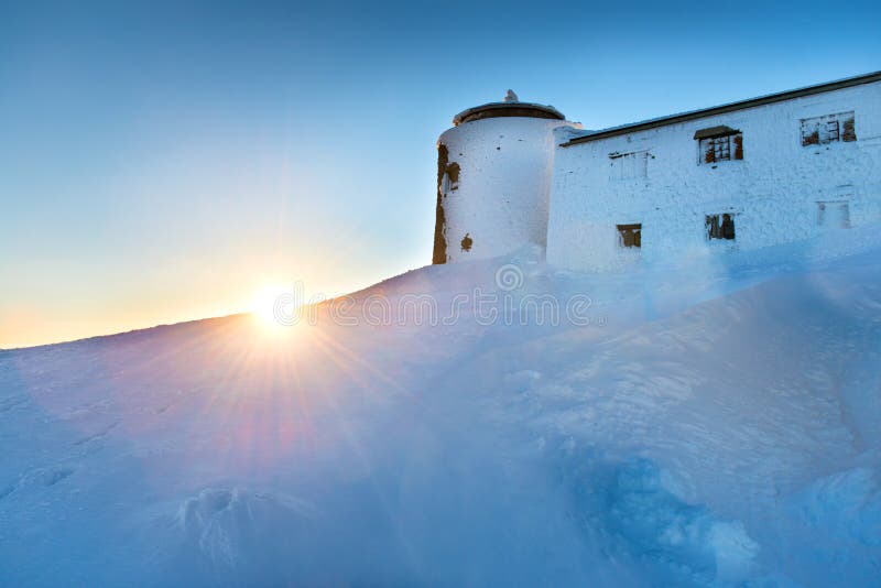 Old Castle on the Mountain with Snow Stock Image - Image of mountain ...