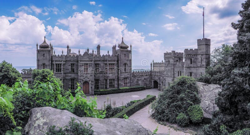 Old Castle at the Nature Panorama Stock Image - Image of landmark ...