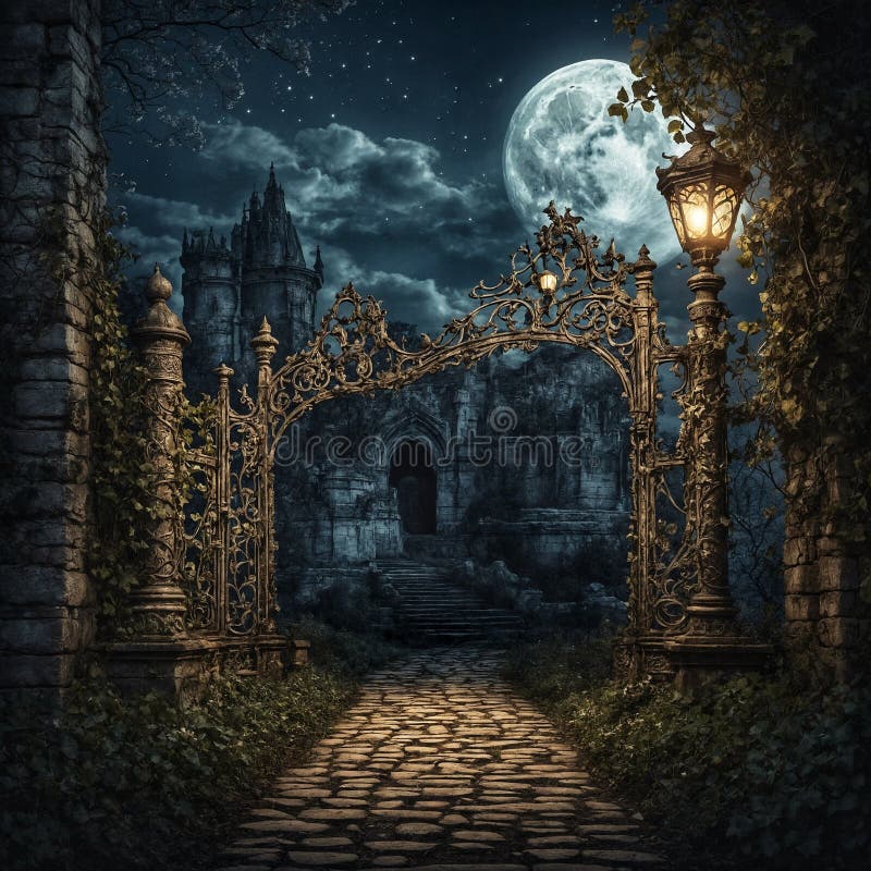 Old castle in the night stock photo. Image of night - 309036128