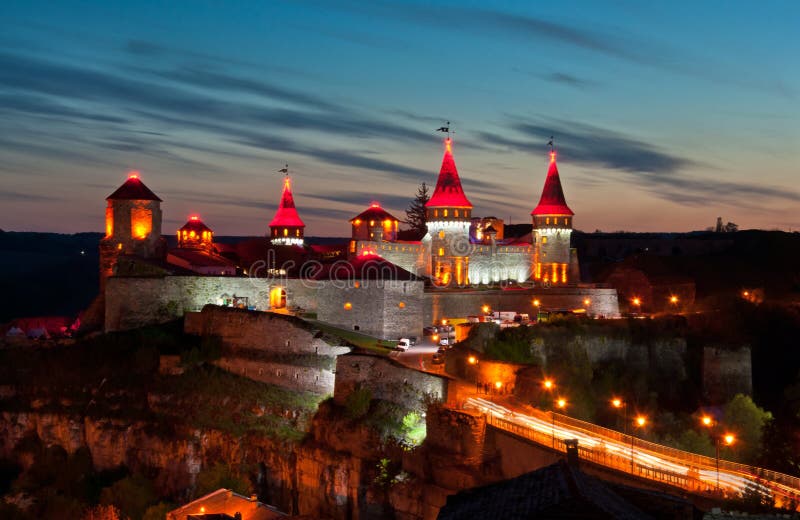 Old castle, night light stock image. Image of ancient - 61776071