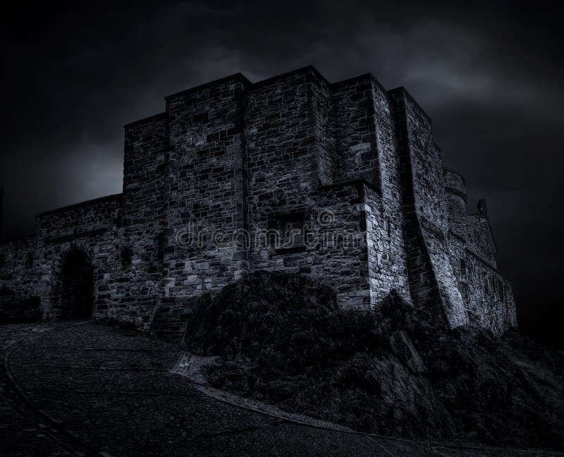 Old castle at night stock image. Image of knight, fear - 257940823