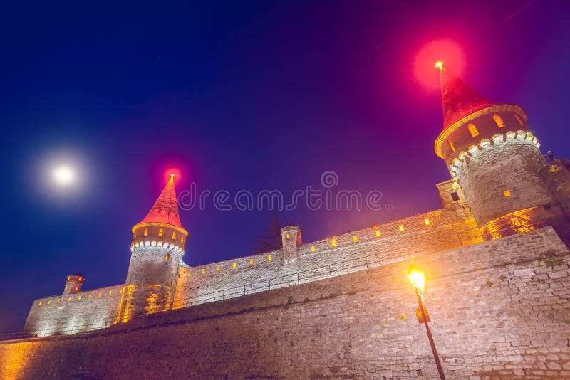Old castle night view stock image. Image of magic, color - 60303925