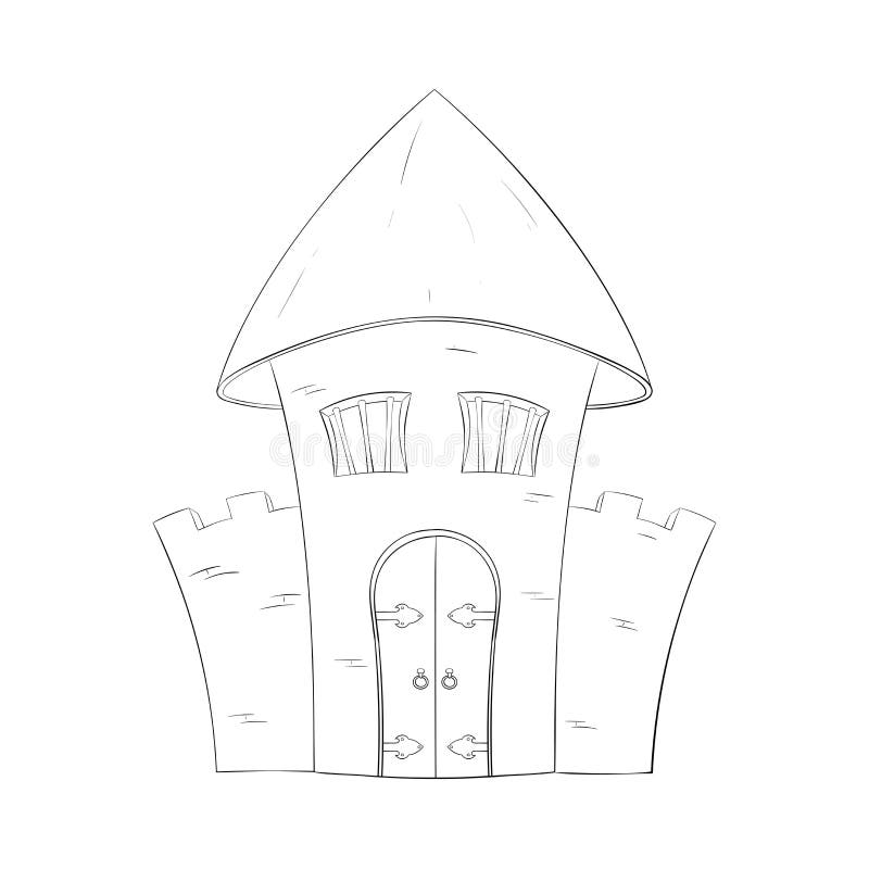 Castle. Outline Drawing of a Building with Multiple Windows Stock ...