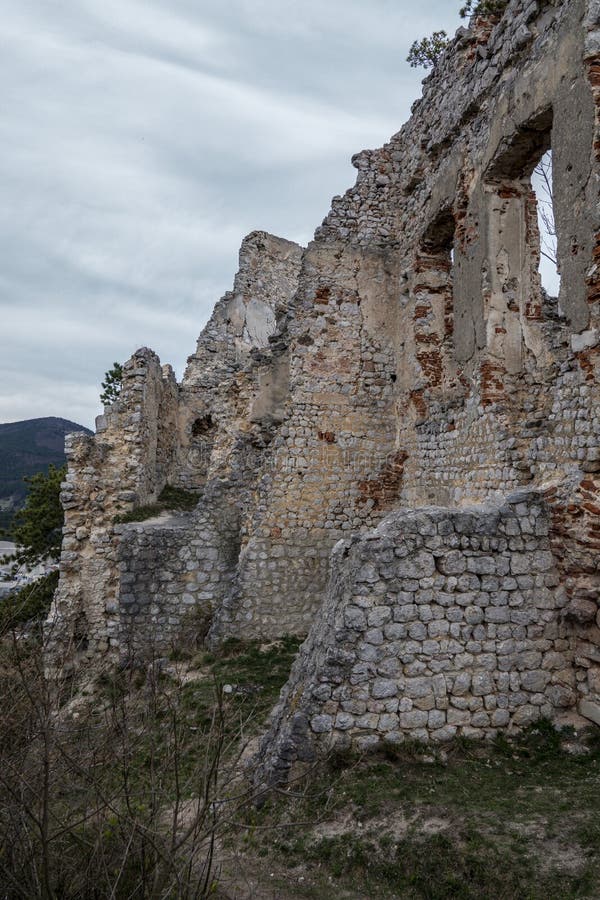 An Old Castle Ruin on the Mountain Stock Image - Image of architecture ...