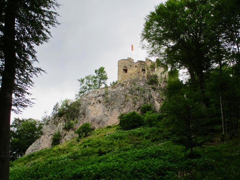 An Old Castle Ruin on the Rocks Stock Image - Image of fortification ...