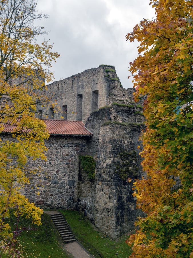 Old Castle Ruins and Colorful Trees in Autumn Stock Image - Image of ...