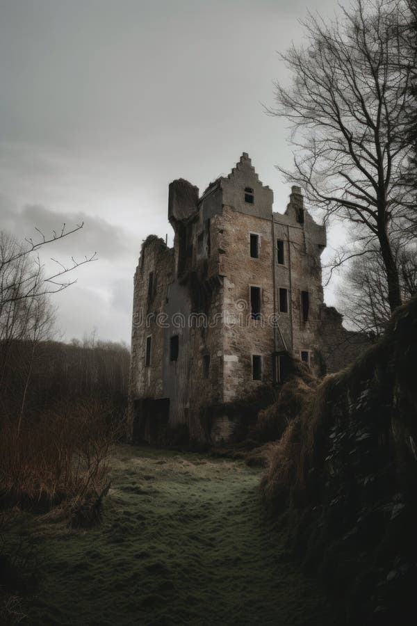An Old Castle Sitting in the Middle of a Field. Generative AI Image ...