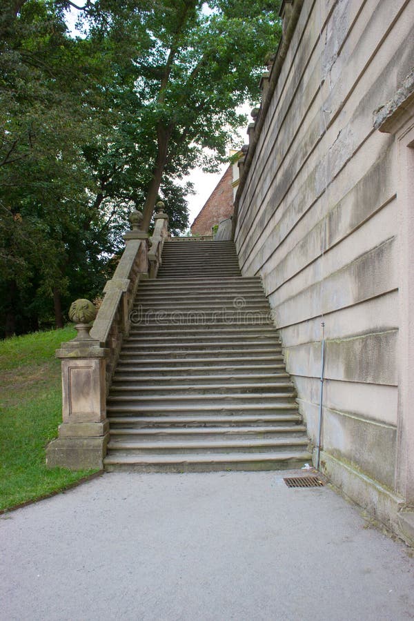 Old Castle Stairs and Trees 2 Stock Image - Image of antique, outside ...