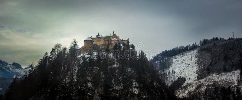 Old Castle Standing on High Mountain at Austrian Alps Stock Image ...