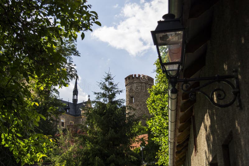 An Old Castle Towers and Lamp Stock Image - Image of lamp, culture ...