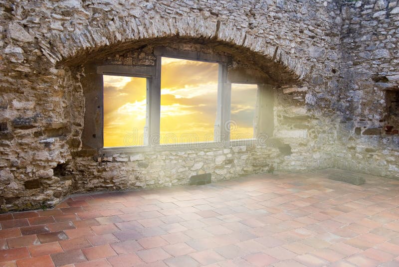 Old castle window stock image. Image of landscape, window - 19242657