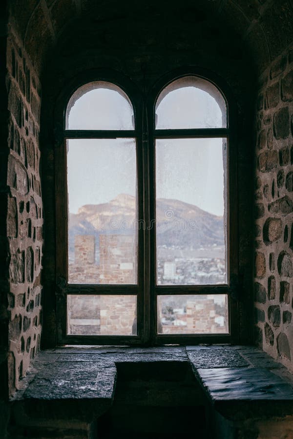 Old Castle Window Overlooking the Fortress, Middle Ages Stock Image ...