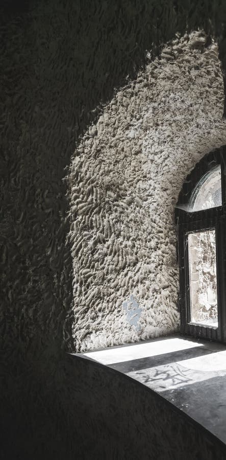 In an Old Castle, a Window Shines into a Dark Room Inside Stock Image ...