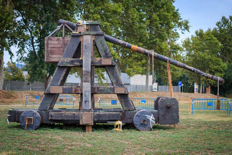 Old Catapult, Reconstruction, on a Natural Background Stock Image ...