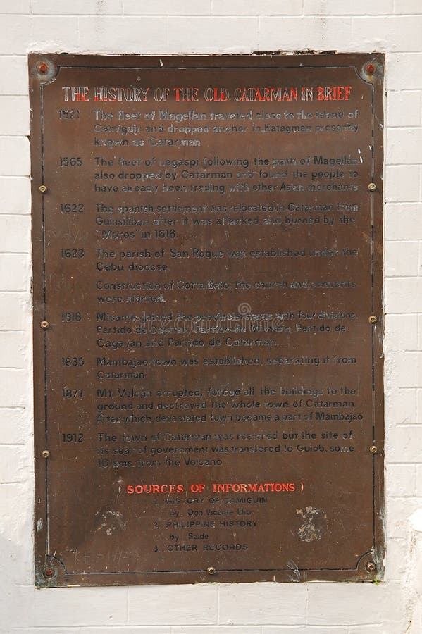 Old Catarman History Marker in Camiguin, Philippines Editorial Stock ...