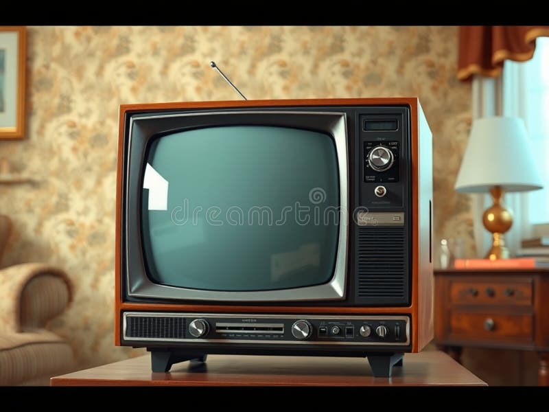 Old Cathode Ray Tube Television Against the Backdrop of a Soviet Style ...