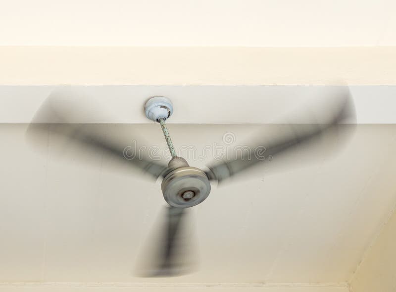 Old ceiling fan is moving. stock photo. Image of motion - 91591520