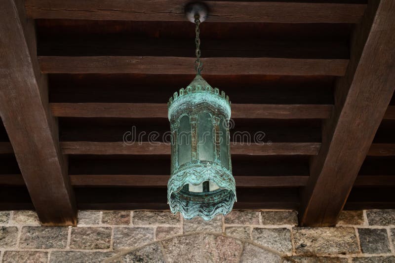 Old Ceiling Light in the Castle Dark Stock Image - Image of ancient ...