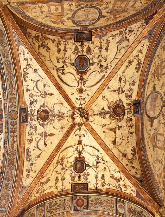 Old ceiling painting. stock image. Image of brown, gold - 16120273